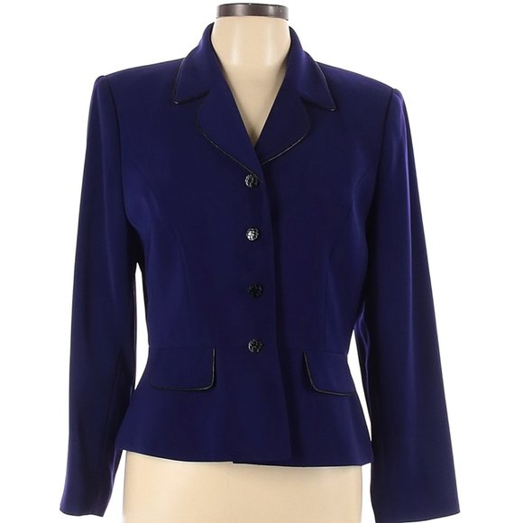 Kasper | Jackets & Coats | Kasper Deep Purple With Black Trim Jacket 2p ...